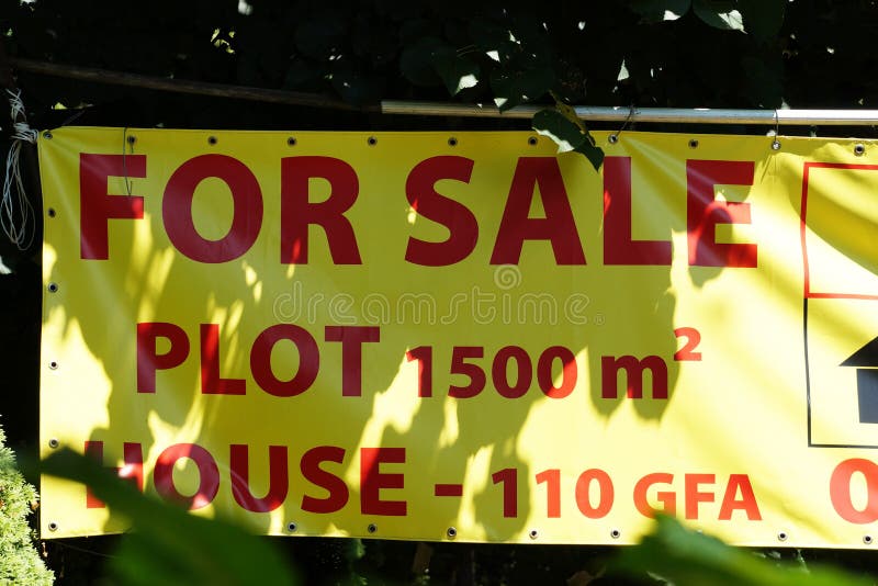Ad on the Street for the Sale of a Plot with a House Stock Photo ...