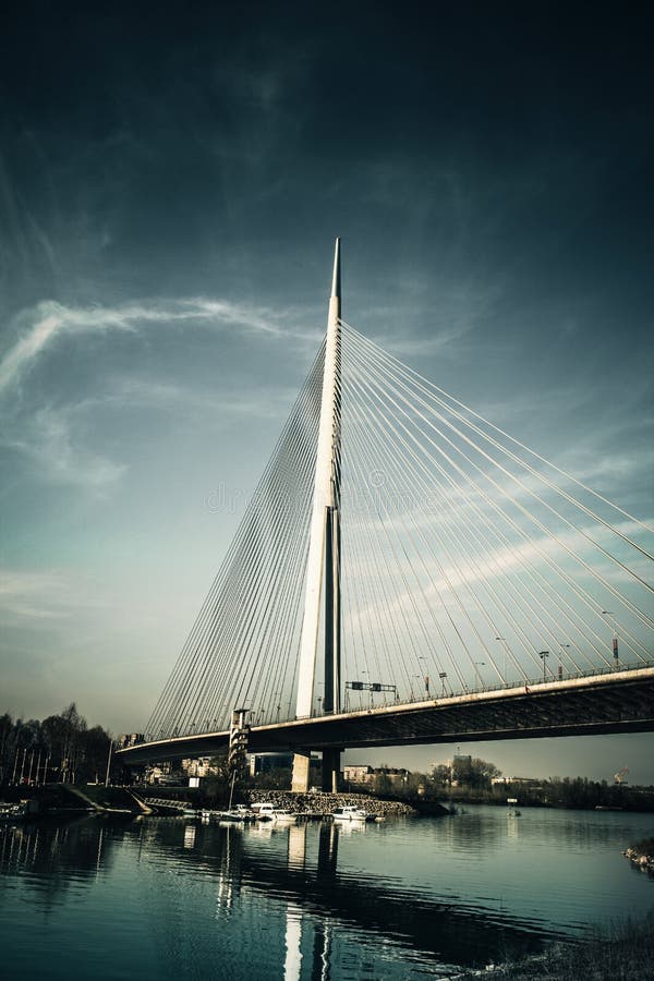 Ada Bridge in Belgrade Serbia Stock Image - Image of pylon, sava: 90104313