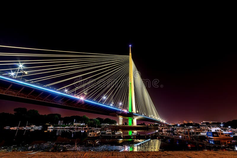 Ada bridge at night editorial photo. Image of city, industry - 131621826