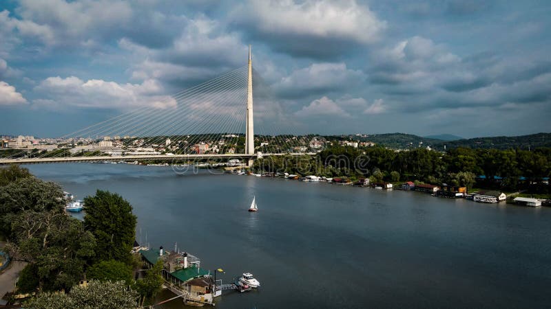 Belgrade, Serbia - June 16, 2020: Ada Bridge Over the Sava River in ...