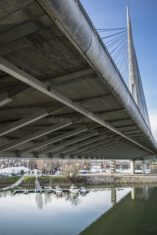 Ada bridge stock image. Image of belgrade, underside - 141137821