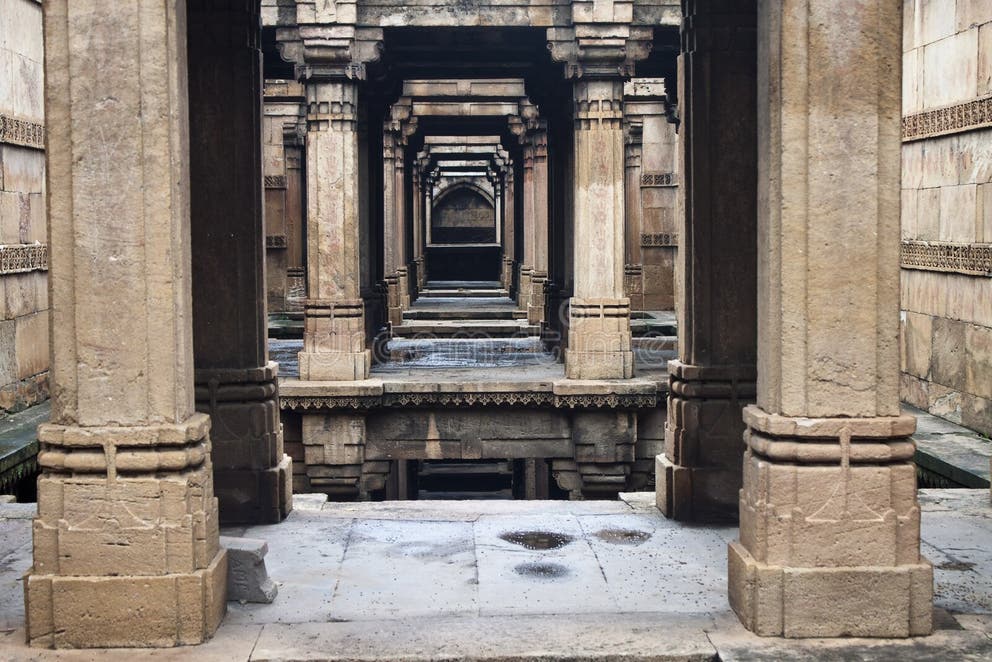 Adalaj Step well stock image. Image of asian, carved - 22548675
