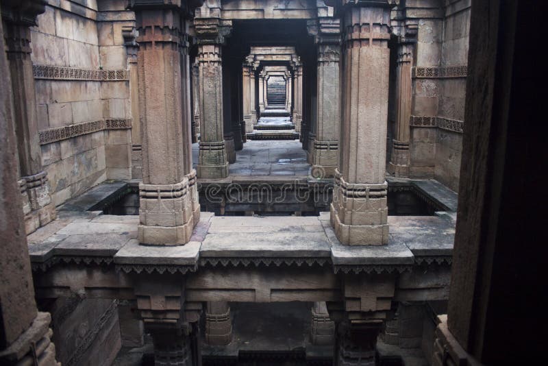 Adalaj Step Well-a Grand View Stock Photo - Image of object ...