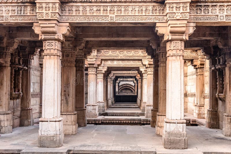 Adalaj Stepwell stock image. Image of famous, sculpture - 304708779