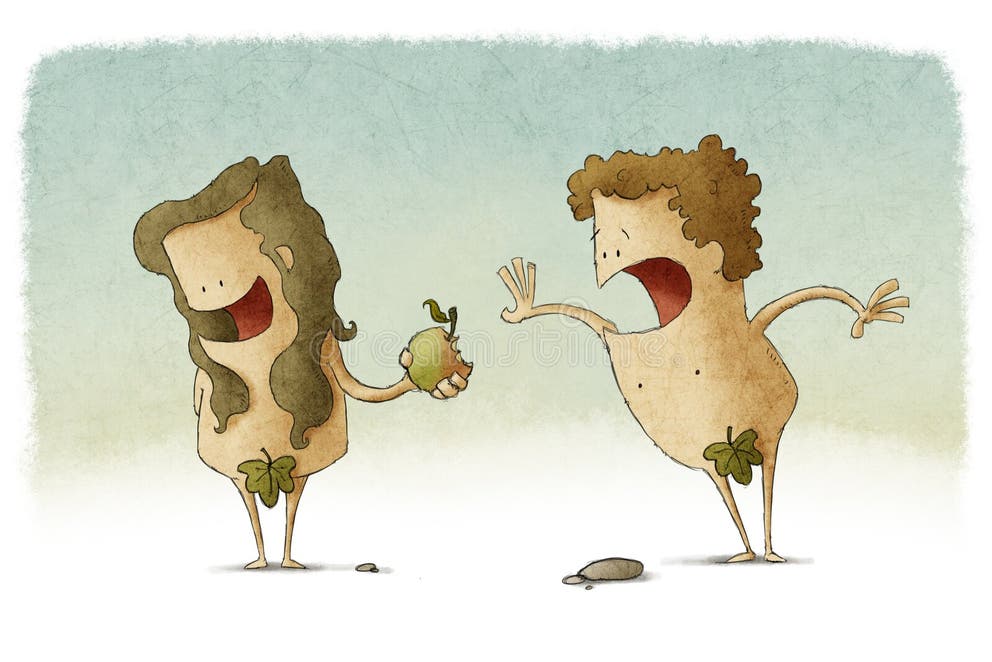 Adam and Eve and the Original Sin Stock Illustration - Illustration of ...