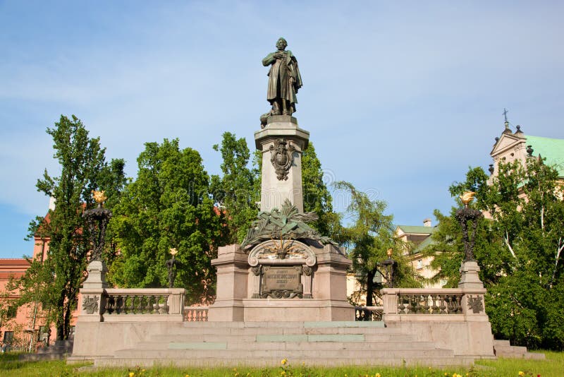 Monument D'Adam Mickiewicz, Varsovie, Pologne Image stock - Image du ...