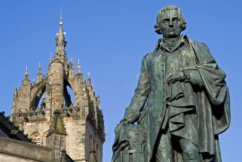 Adam Smith, Monument and St Giles Cathedral Stock Image - Image of ...