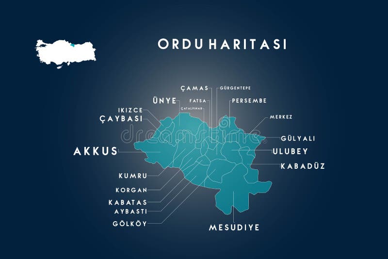 Ordu map vector stock vector. Illustration of area, continent - 132158742
