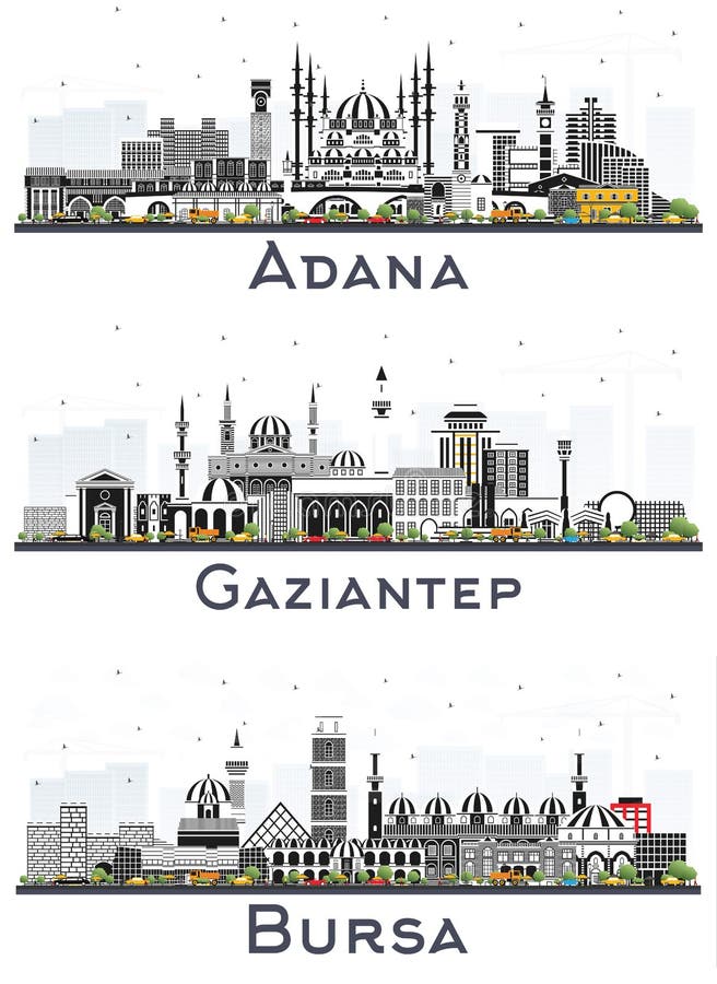 Gaziantep Turkey City Skyline Silhouette with Black Buildings Isolated ... Gaziantep Turkey City Skyline Silhouette with Black Buildings Isolated ...