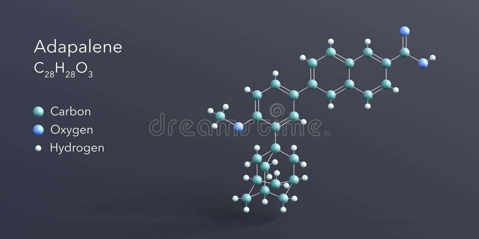 Adapalene Molecule, Structural Chemical Formula, Ball-and-stick Model ...