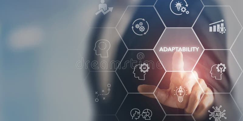 Adaptability in Business, with a Businessman Interacting by Touching a ...