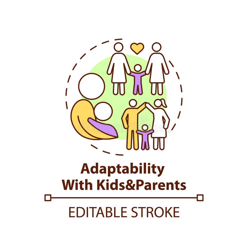 Adaptability with Kids and Parents Concept Icon Stock Vector ...