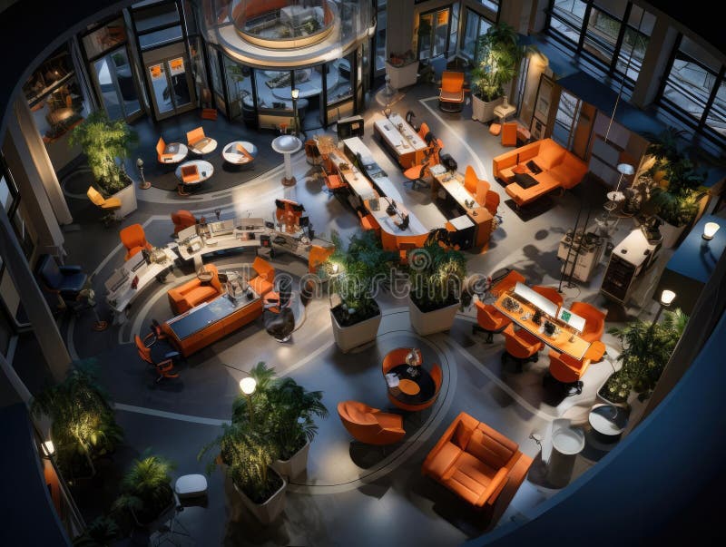 Adaptable Futuristic Office Layout with Dynamic Spaces Stock ...