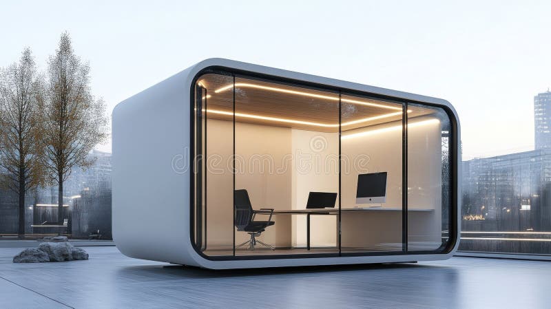 Adaptable Remote Office Spaces for Secure Work Stock Illustration ...