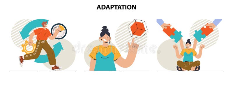 Adaptation Concept Set. Transformation in Different Situation Stock ...