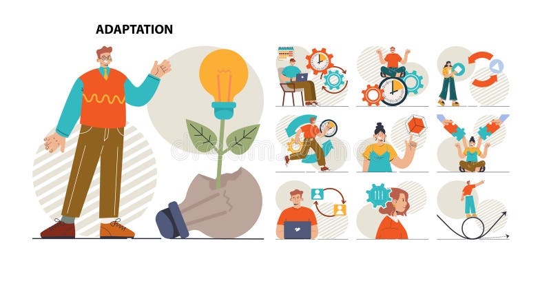 Adaptation Concept Set. Transformation in Different Situation Stock ...