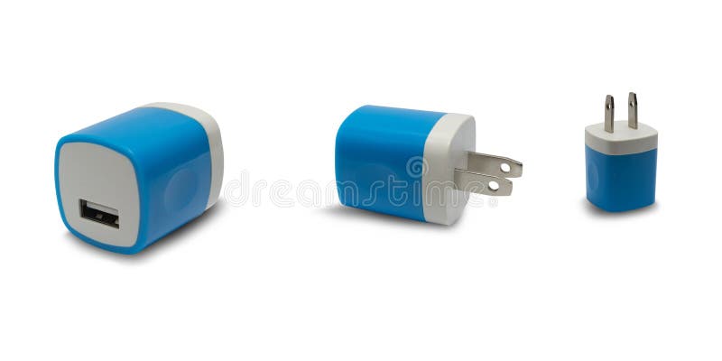 Adapter Blue on White Background,with Clipping Path Stock Image - Image ...