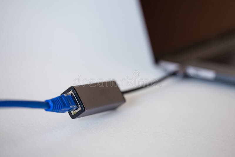 Adapter for Connecting Ethernet - Type C in a Modern Laptop Stock Image ...