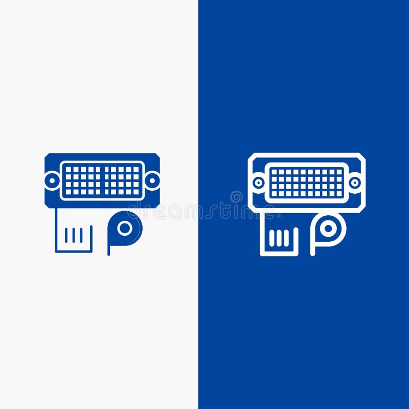 Adapter, Connection, Data, Input Line and Glyph Solid Icon Blue Banner ...