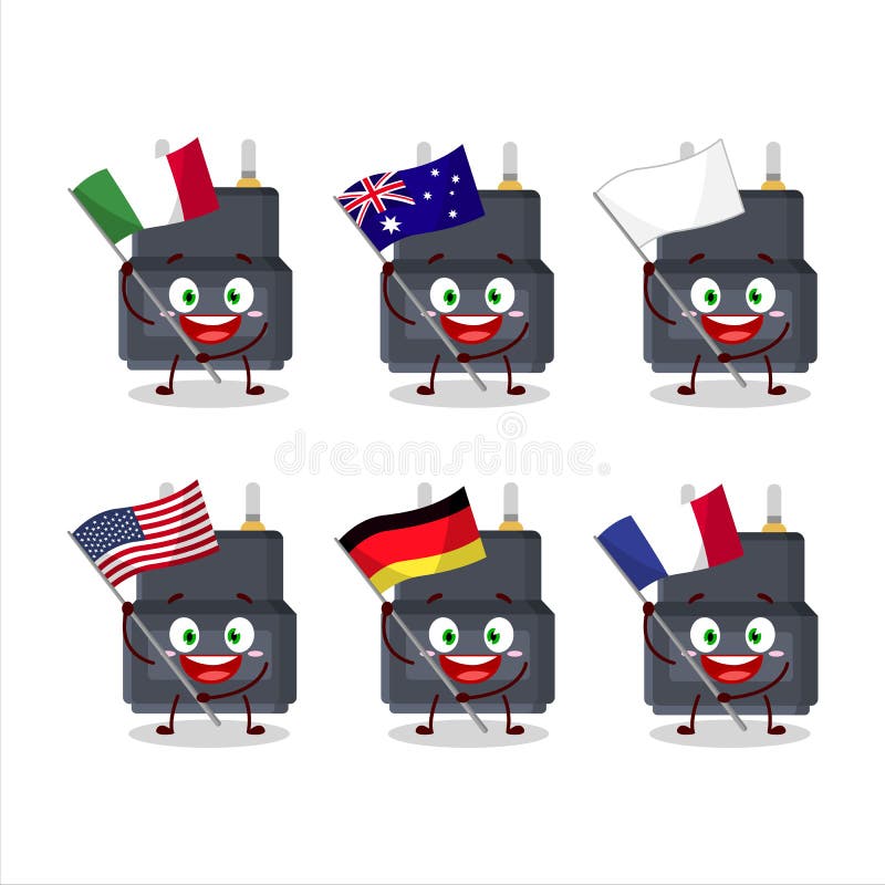Adapter Connector Cartoon Character Bring the Flags of Various ...