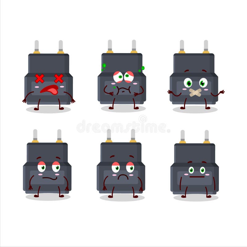 Adapter Connector Cartoon Character with Love Cute Emoticon Stock ...