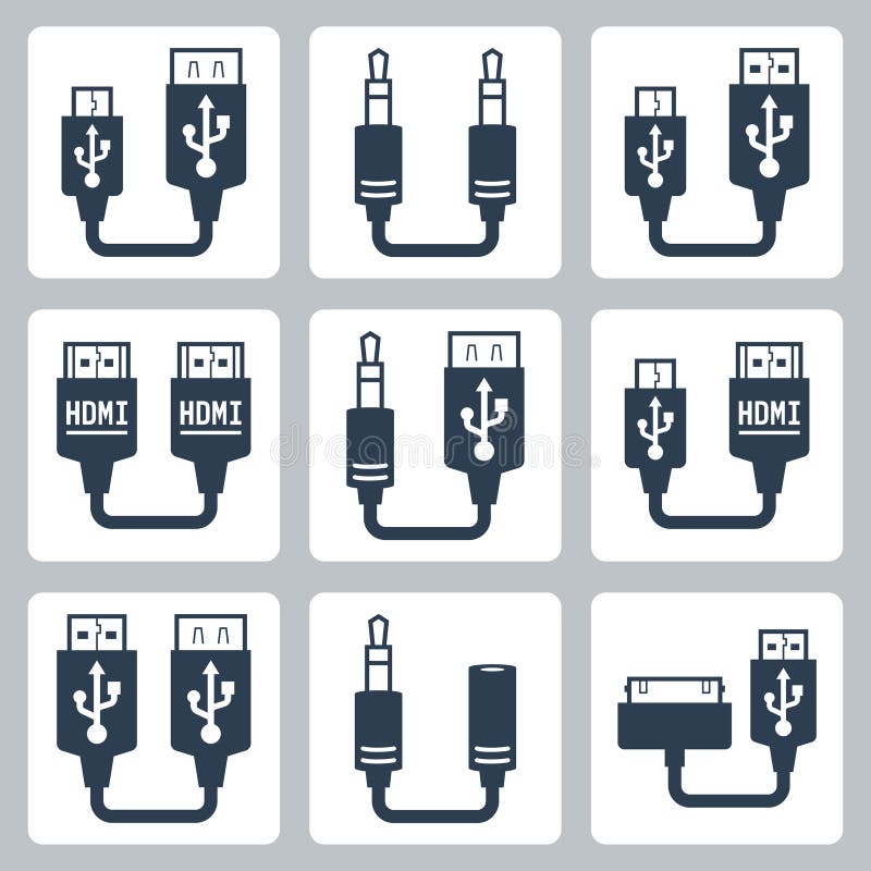 Adapter Connectors Vector Icons Stock Vector - Illustration of computer ...