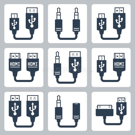 Adapter Connectors Vector Icons Stock Vector - Illustration of computer ...