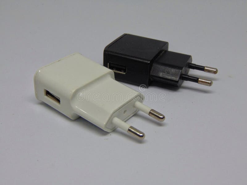 Adapter Handpone White and Black Stock Image - Image of charge, black ...