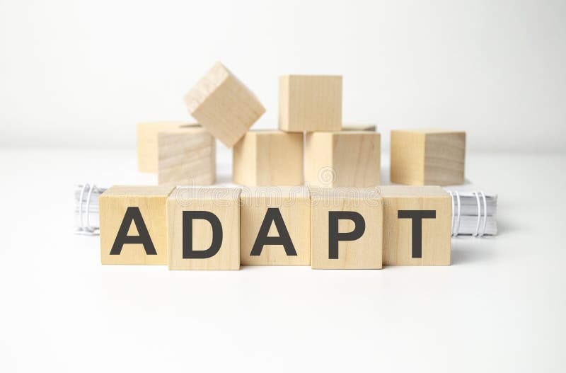 Adapter Le Cube De Mot Sur Fond Blanc Avec Des Blocs-notes Photo stock ...