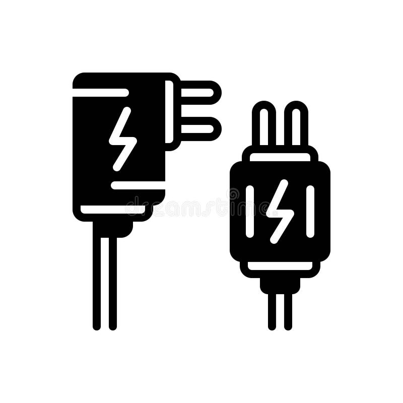 Black Solid Icon for Adapters, Connection and Electric Stock ...