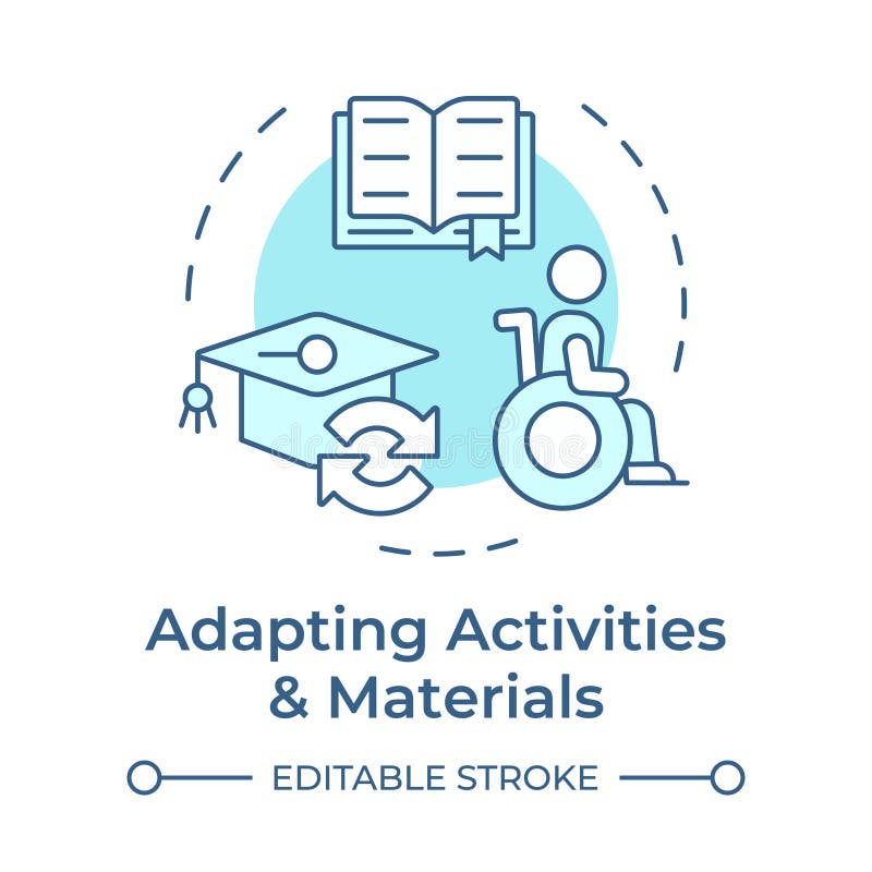 Adapting Activities and Materials Soft Blue Concept Icon. Stock ...
