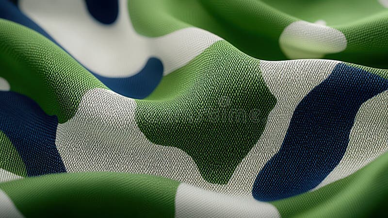 Adaptive Camouflage Fabric with Green and Blue Patterns, Showcasing ...