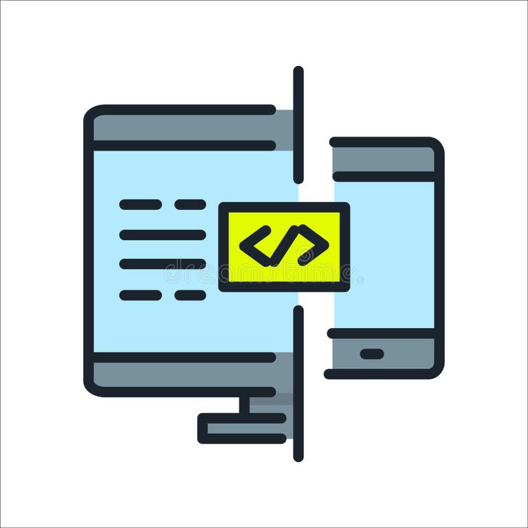 Adaptive Code Icon Color Illustration Design Stock Vector ...