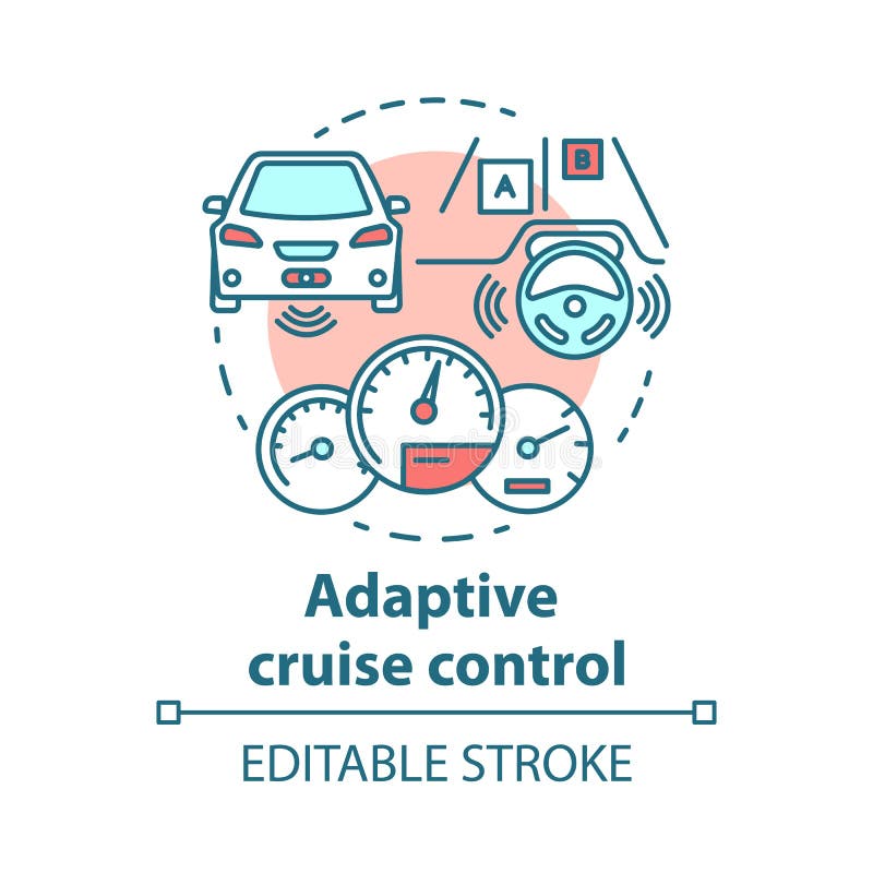 Adaptive Cruise Control Concept Icon. System for Avoid Road Collisions ...