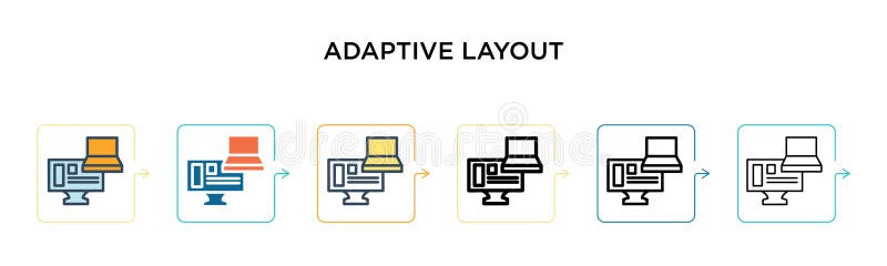 Adaptive Layout Vector Icon in 6 Different Modern Styles. Black, Two ...