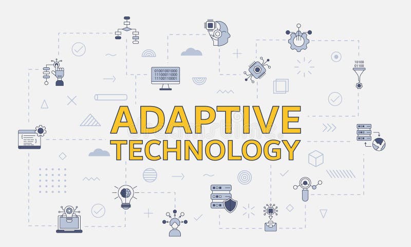 Adaptive Technology Concept with Icon Set with Big Word or Text on ...
