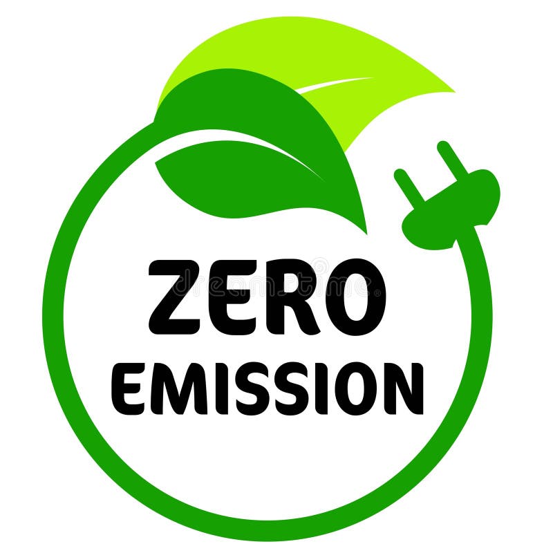 Zero Emission Logo, Green Color Circle Icon with Leaf Symbol and Plug ...