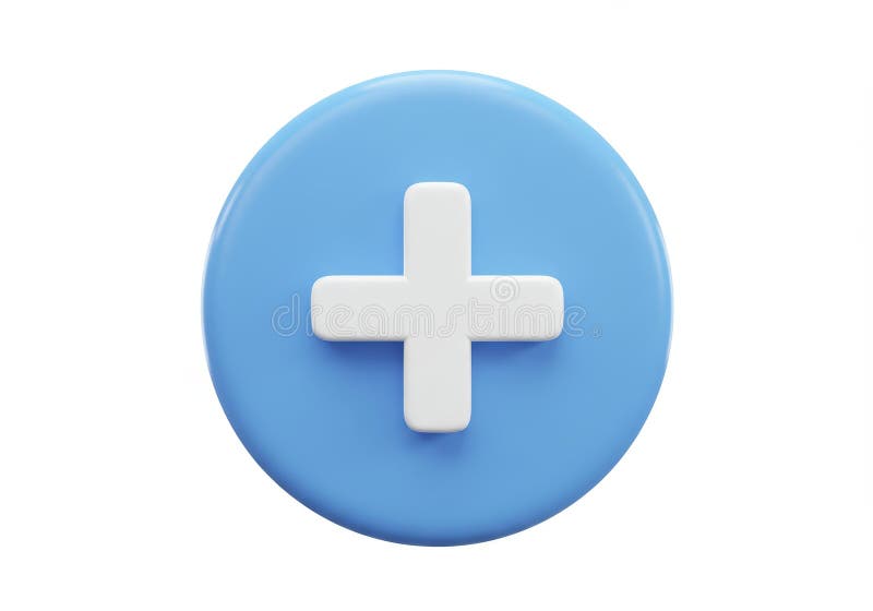 White Plus Icon on Blue Circle 3d Illustration Stock Illustration ...