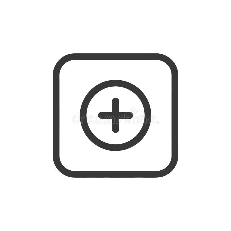 Add Button Icon in Square Frame, Plus Sign Symbol in Circle Stock ...