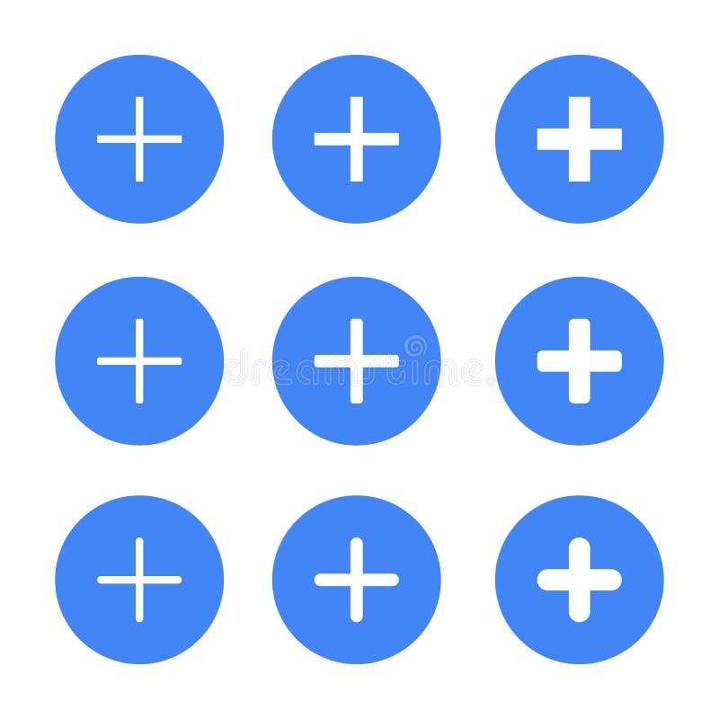 Add Button Icon Vector in Blue Circle. Plus Sign Symbol Stock Vector ...
