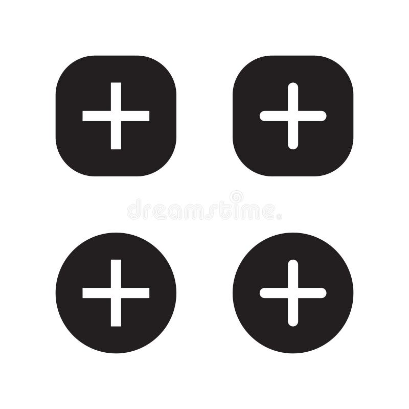 Add Button Icon Vector of Social Media Elements. Cross, Plus Sign ...
