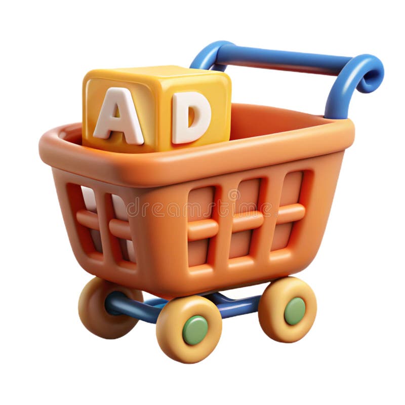 Add Cart 3D Icon stock illustration. Illustration of symbol - 358577455