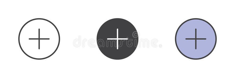 Add Circle Button Different Style Icon Set Stock Vector - Illustration of cross, design: 305608814