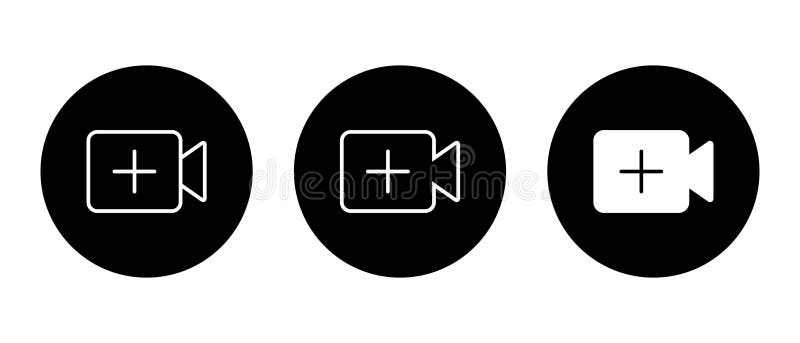 Add Content Video Icon Set on Black Circle. Upload Footage Button Stock ... Add Content Video Icon Set on Black Circle. Upload Footage Button Stock ...