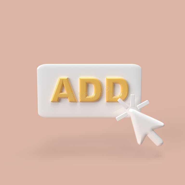 Add with Cursor Click 3d Model Render Illustration Stock Illustration ...