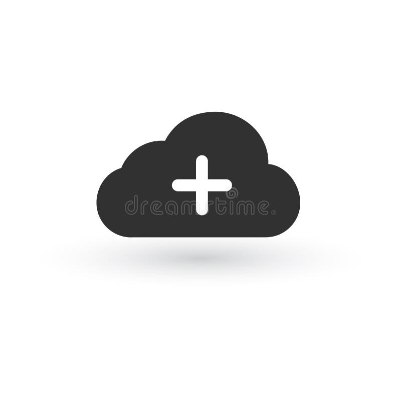 Add Data Cloud Icon, Plus Sign. Vector Illustration Isolated on White ...