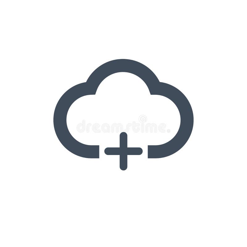 Add Data Cloud Icon, Plus Sign. Vector Illustration Isolated on White ...