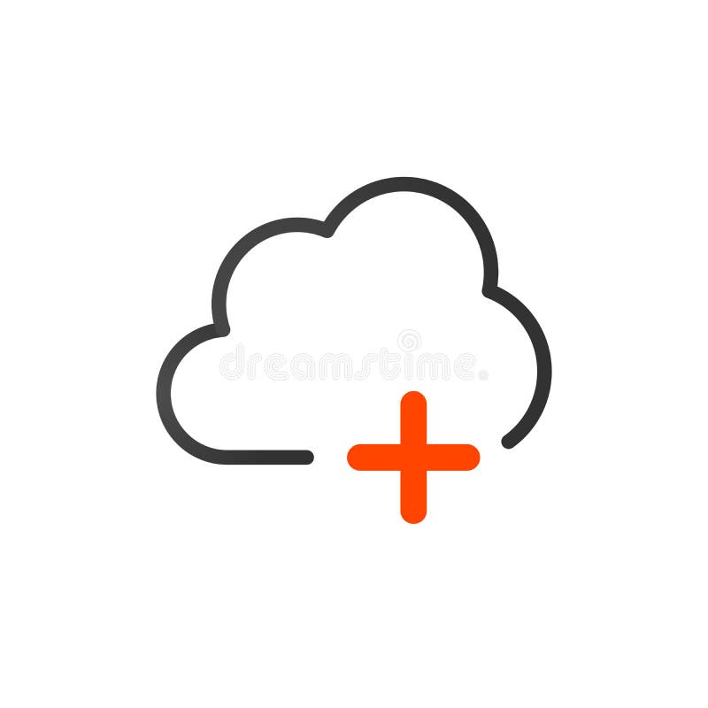 Add Data Cloud Icon, Plus Sign. Vector Illustration Isolated on White ...