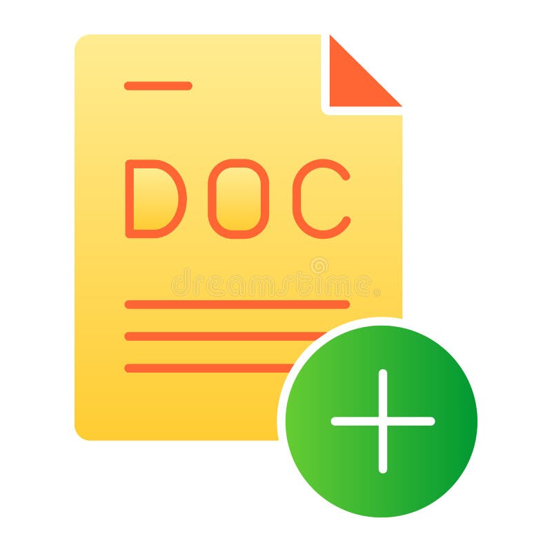Add Document Flat Icon. File with Plus Vector Illustration Isolated on ...