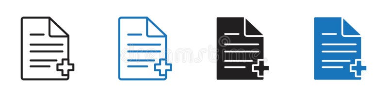 Add Document Icon Linear Graphics Set Vector in Black Stock ...